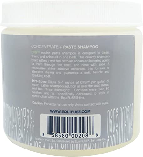 EquiFUSE CFS Concentrate + Paste Horse Shampoo | Formulated for Deep Cleansing and Superior Shine on Hair |100% All-Natural Coat Brightener | 16 oz