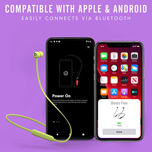 Beats Flex Wireless Earbuds – Apple W1 Headphone Chip, Magnetic Earphones, Class 1 Bluetooth, 12 Hours of Listening Time, Built-in Microphone - Yuzu Yellow