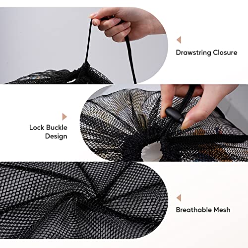 Meowoo Mesh Laundry Bag, 27×36inch Heavy Duty Extra Large Mesh Laundry Bags Drawstring Lockable, Laundry Hamper Liner, Machine Washable, for Travel, Storage, Sports, Factories, Dorms, Hamper Liner(black,2Pcs)