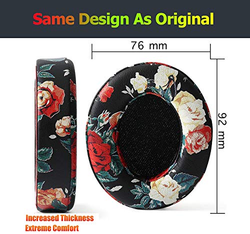 Beats Studio 3 Ear Pads, BUTIAO Replacement Protein Leather Earpads Memory Foam Ear Cushion Cups Repair Parts for Beats Studio 3 Studio 2 Wireless Wired Headphones by Dr.Dre - Black Floral