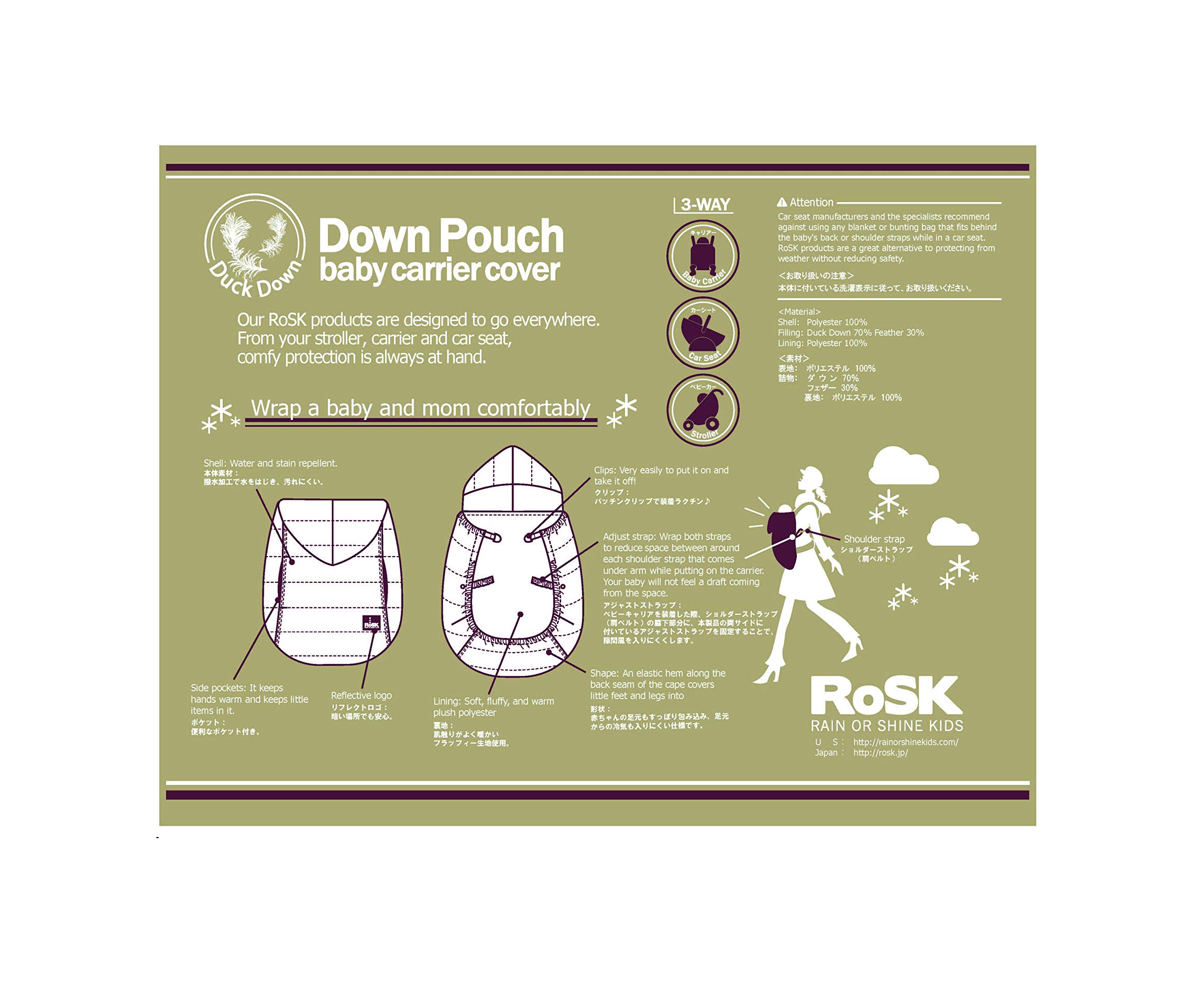 RoSK-Down Pouch 3way-Stroller,Carrier Cover and Car Seat Footmuff, Best for Freezing Winter Conditions (Denim)
