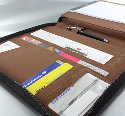 KHOMO Universal Padfolio Case - Portfolio Organizer for Tablet 8.5 up to 11 inch –PU Leather Notebook Pad Holder Folder for iPad, Air, Pro & Others