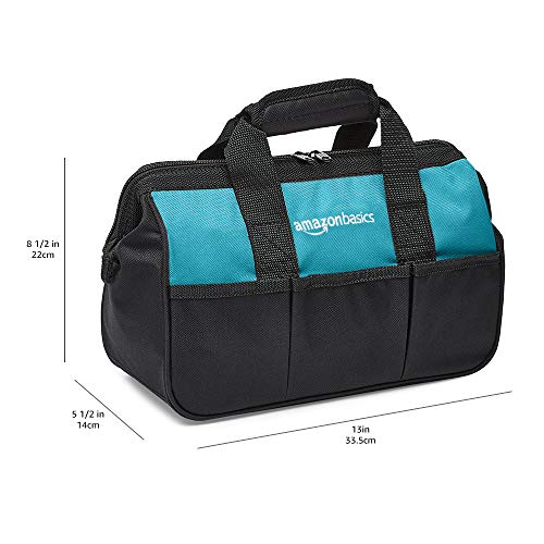 Amazon Basics Household Tool Set with Tool Bag - 165-Piece, Turquoise