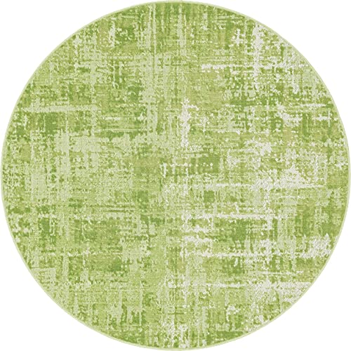 Rugs.com Valencia Collection Round Rug β 5 Ft Round Green Low Rug Perfect for Kitchens, Dining Rooms