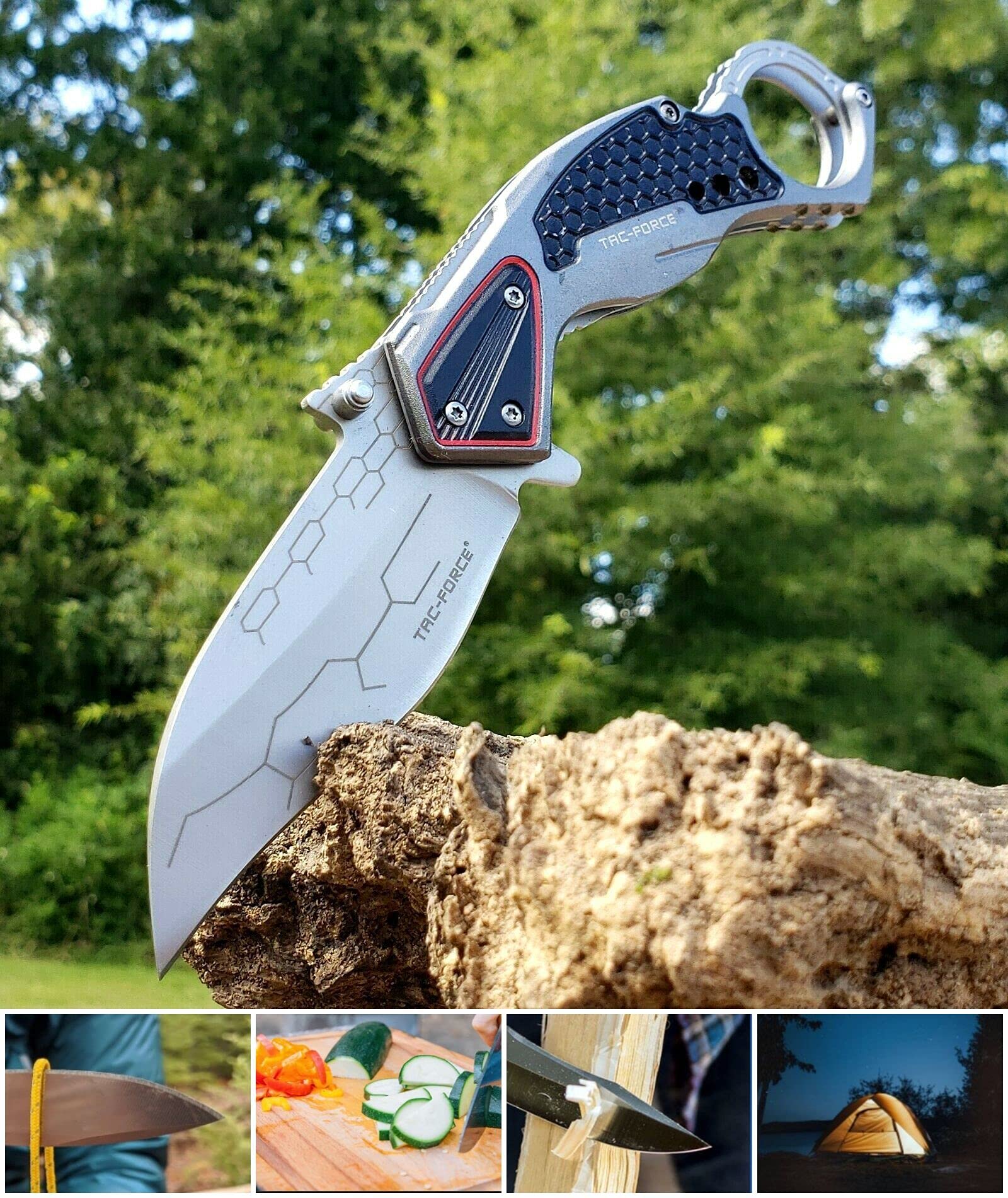 8" Gray Karambit Open Folding Pocket Knife Outdoor Survival Hunting Knife for Camping by Survival Steel