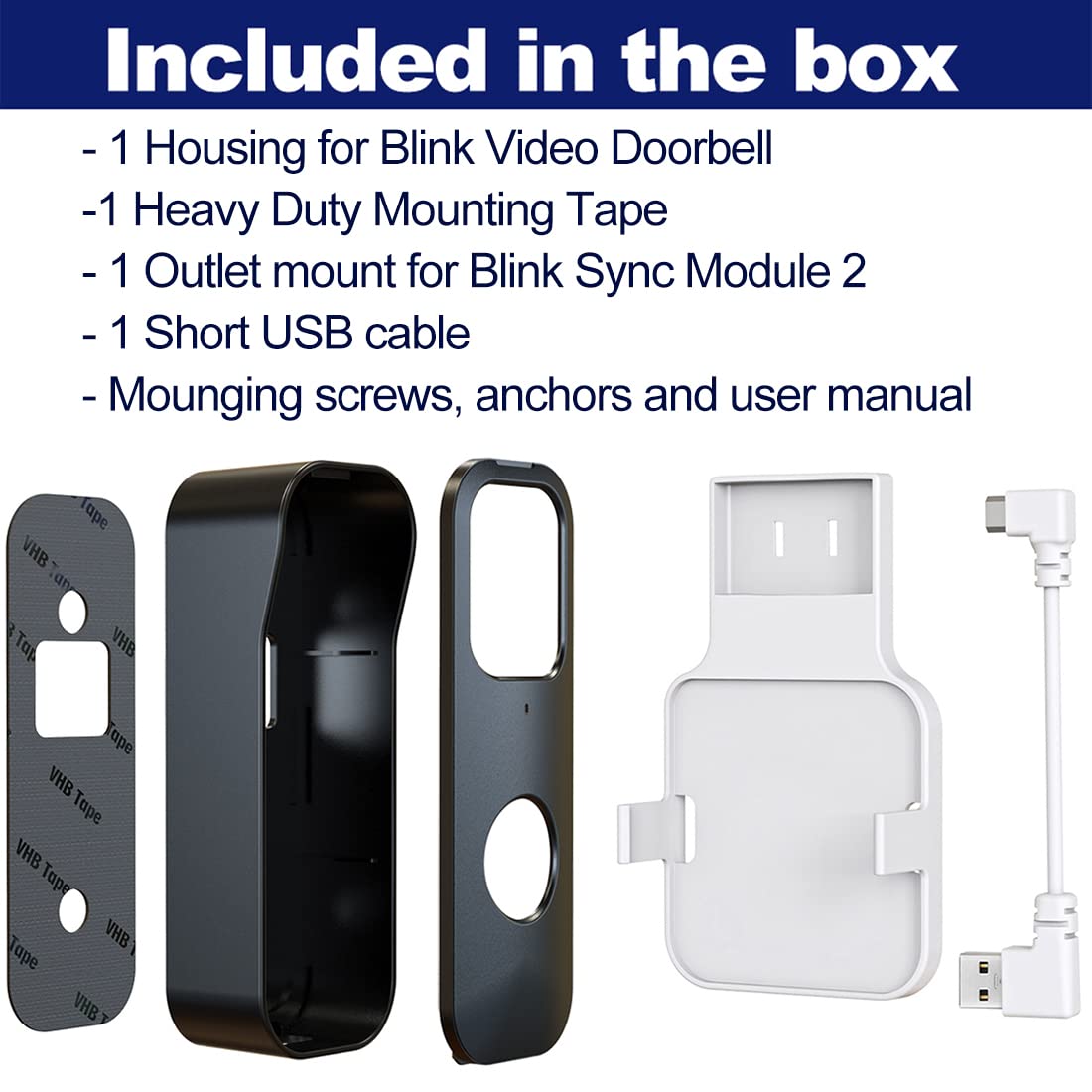 Adhesive Door Mount Compatible with Doorbell Camera,No-Drilling Mounting Bracket with Outlet Wall Mount for Sync Module 2,Easy Installation for Outdoor Camera System