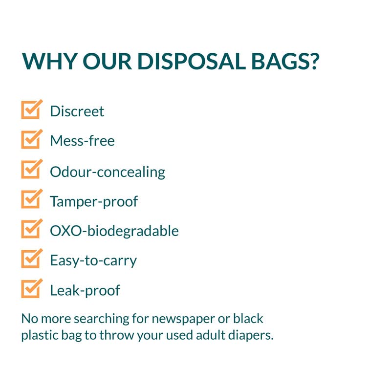 Sirona Adult Diaper Waste Bags, 60 Count, 12.5 x 15 Inch, Oxo-Biodegradable, Discreet, Environment Friendly, Odor Lock, Tamper Proof