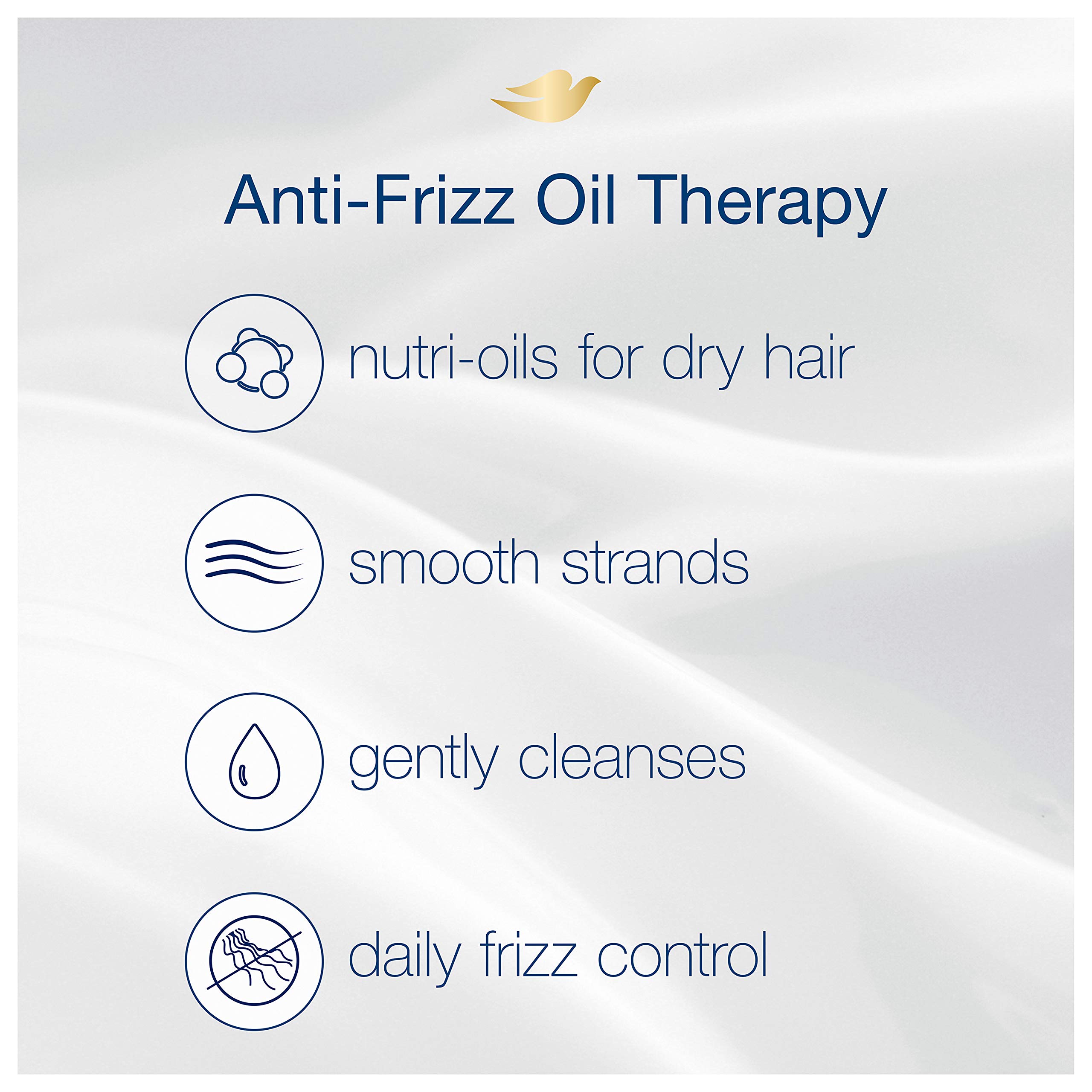 Dove Nutritive Solutions Dry Hair Shampoo for Frizz Control Oil Therapy with Nutri-Oils Moisturizing Shampoo Formula Smooths Hair 12 oz, 4 Count