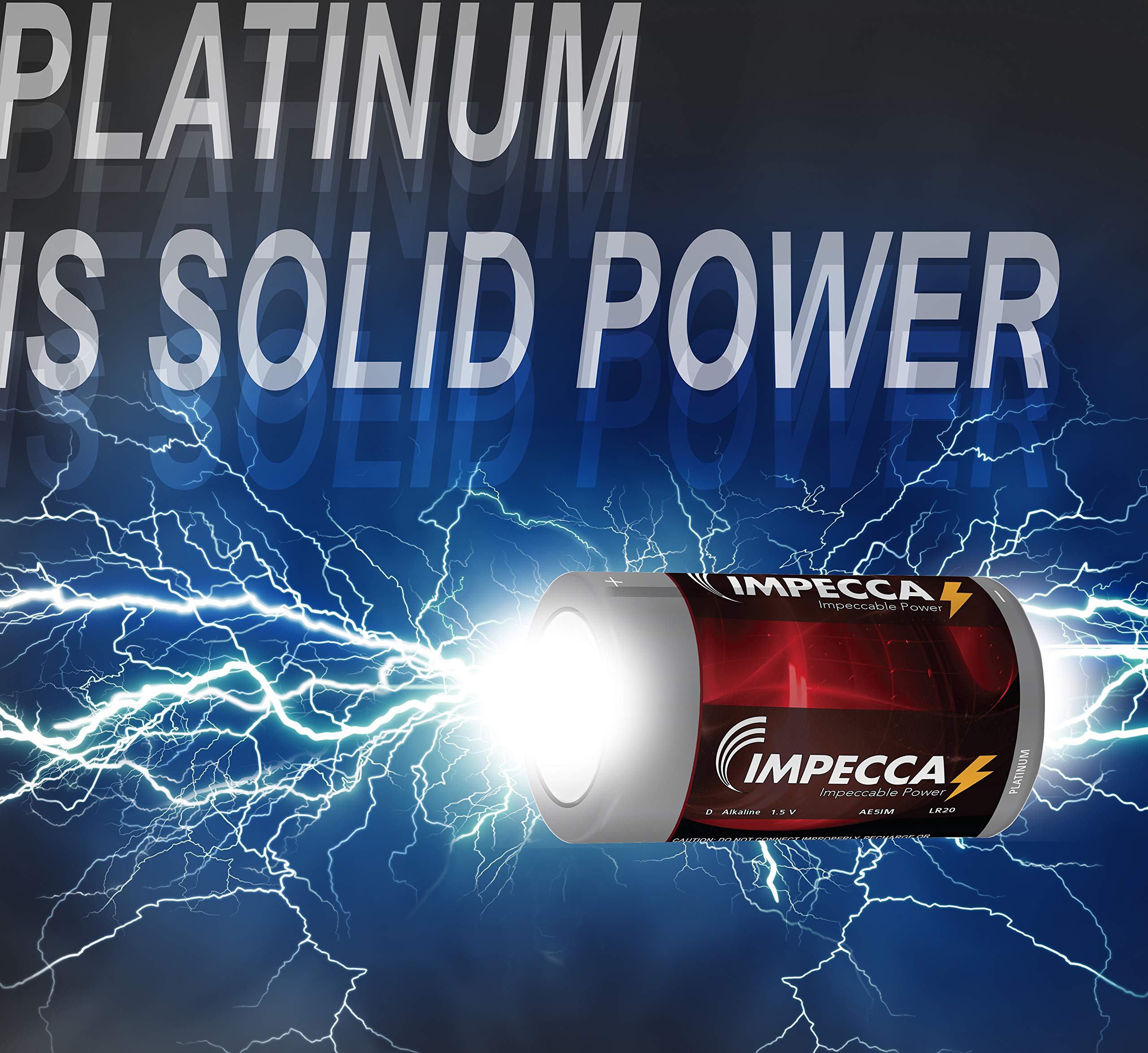 Impecca C Batteries High-Performance Alkaline C Cell Battery with A 10 Year Ultra Long Lasting Shelf Life Leak Resistant 1.5V All-Purpose Batteries Platinum Series, 12-Pack