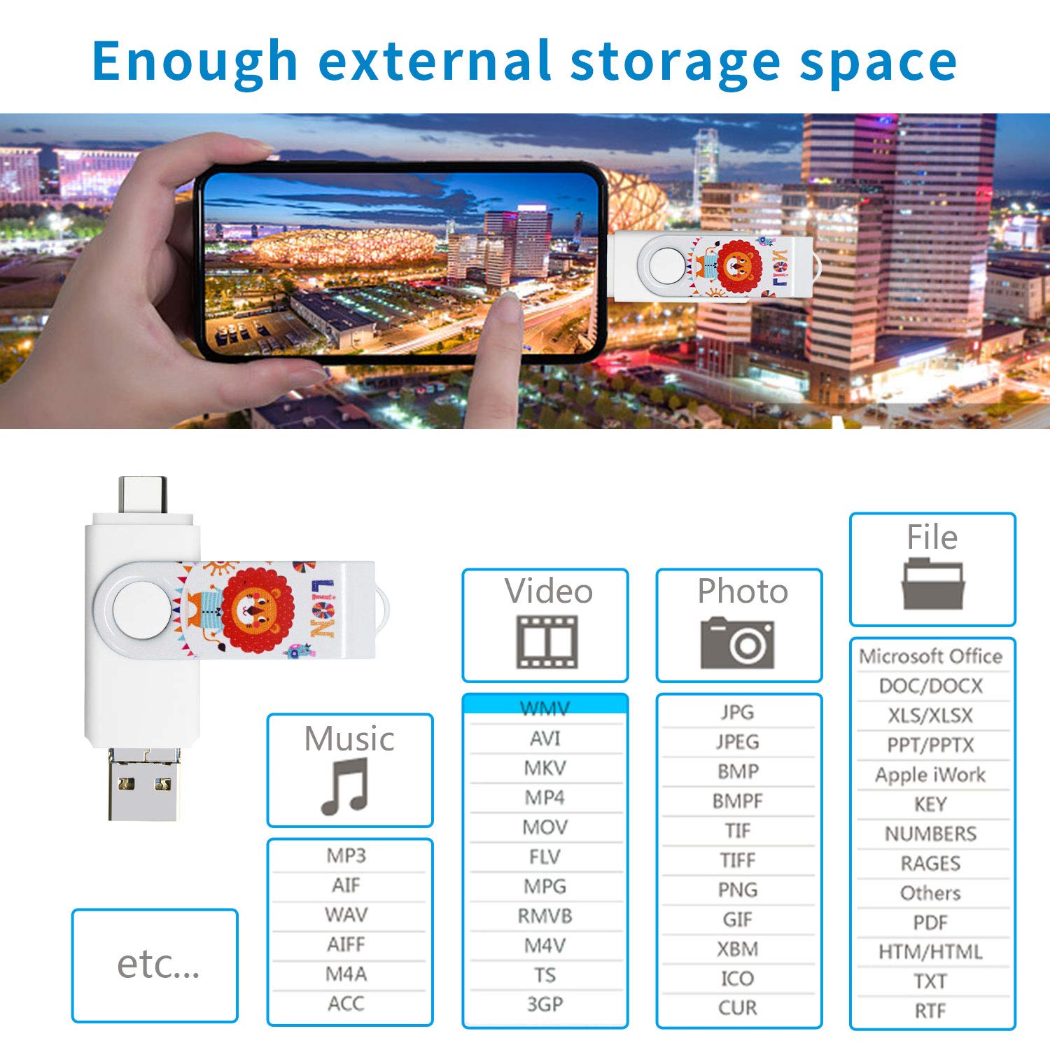 VATAPO 3.1 128GB 3 in 1 High Speed Flash Drive for Android Phones with OTG Function.Tablets,Laptop,Desktop,Photo Stick for Samsung Galaxy,LG,Google Pixel,Hua Wei.Moto,One Plus,etc.(Not for iPhone)