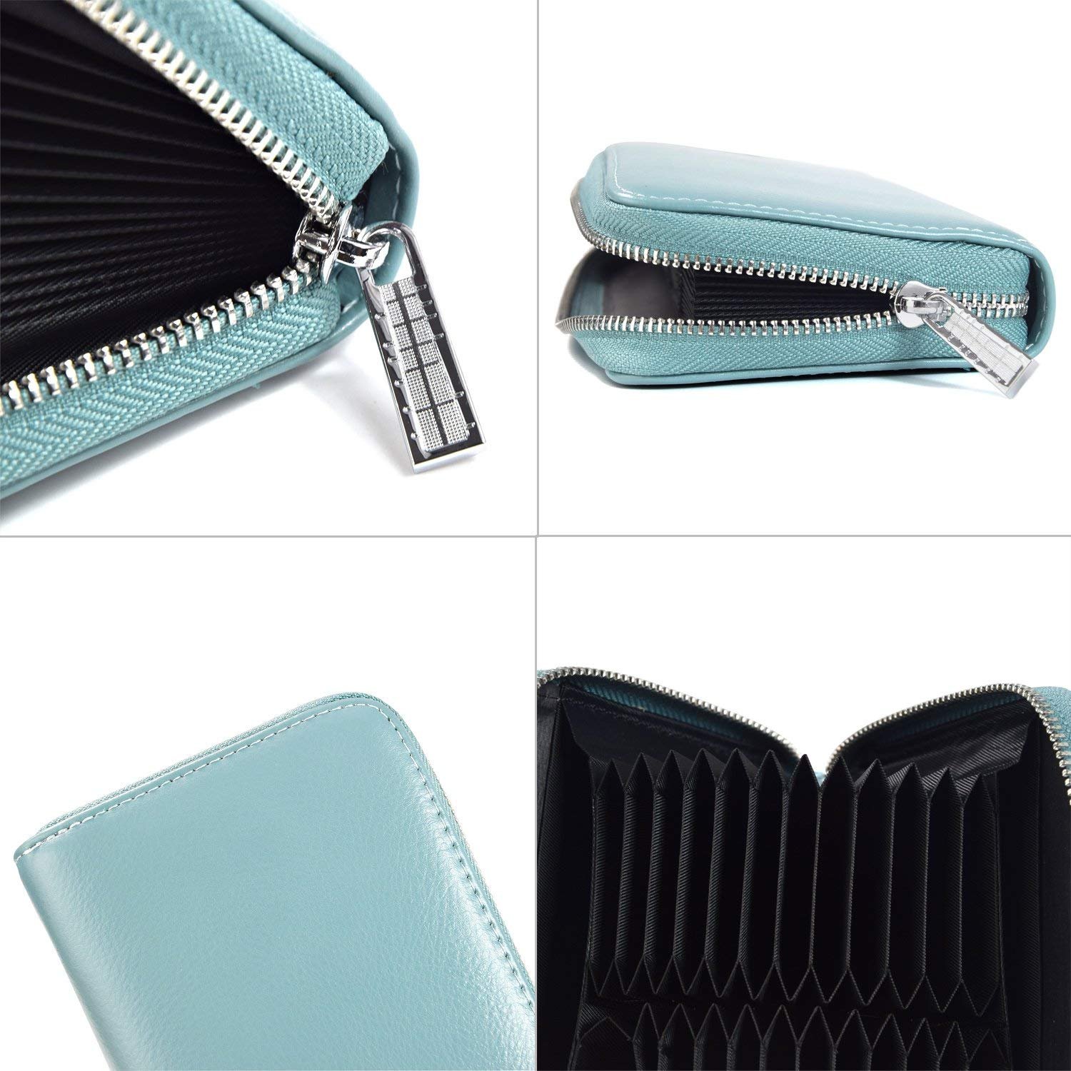 CILLA RFID Blocking 36 Credit Card Holders Women Wallet Zip Around Accordion Checkbook Wallet Large Capacity Genuine Leather Purse