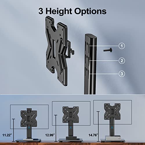 PERLESMITH Swivel Universal TV Stand/Base - Table Top TV Stand for 19-43 inch LCD LED TVs/Monitor/PC - Height Adjustable TV Mount Stand with Tempered Glass Base, VESA 200x200mm, PSTVS07