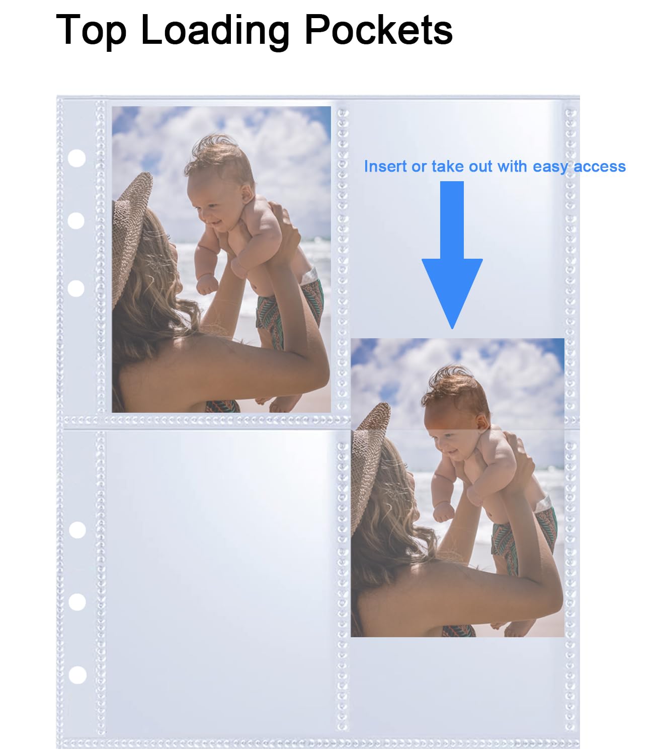 80 Pack 640 Pockets 6 Ring A5 Binder Sleeves,2.5x3.5 Inch Trading Card Sleeves,Double-Sided 4 Pocket Page Protector,Ultra-Clear Kpop Photocard Sheets,Card Sleeve Pages for Game Cards,Photocard