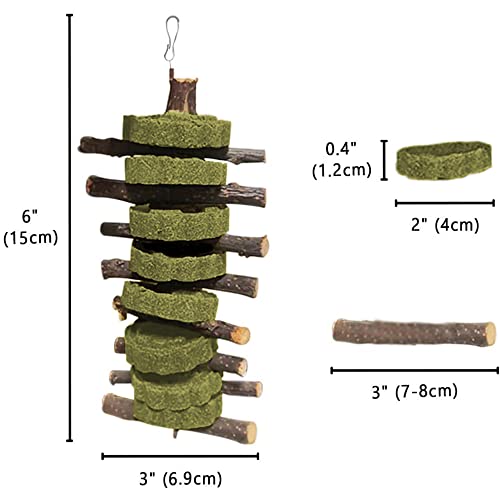Meric Rabbit Chew Toy, Hanging Treat, Apple chew Sticks with Round Native Grass Cakes, Promotes Healthy Teeth and Gums, Suitable for Rabbits, Chinchillas, Guinea Pigs and Parrots, 1-Piece