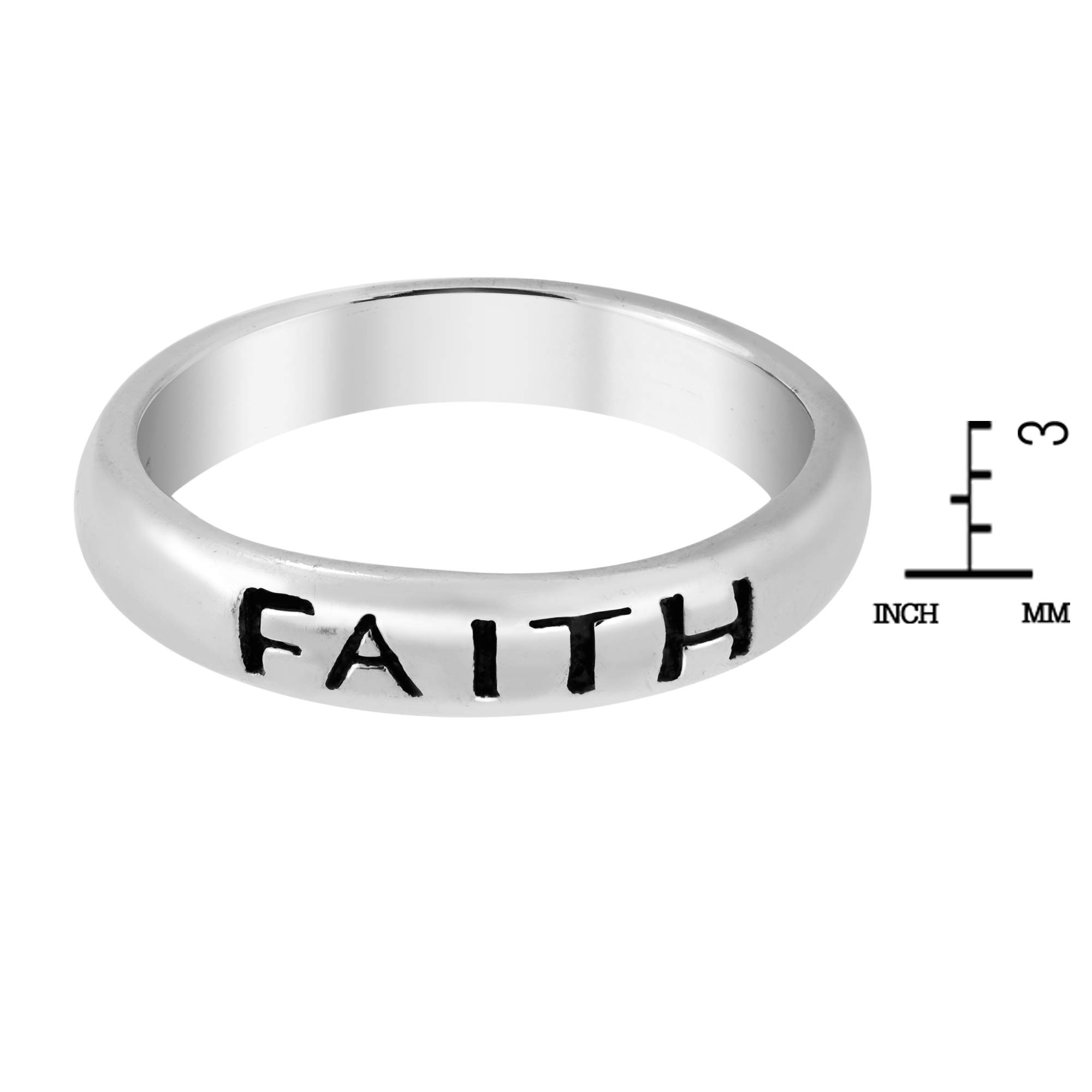 AeraVida Simple Stylish Faith Inspirational Unisex .925 Sterling Silver Band Ring (8)