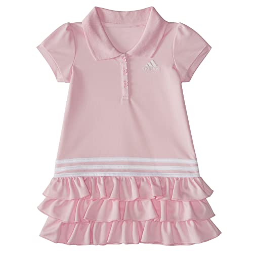 adidas Baby Girls Short Sleeve Active Polo Ruffle Dress, Clear Pink, 18M