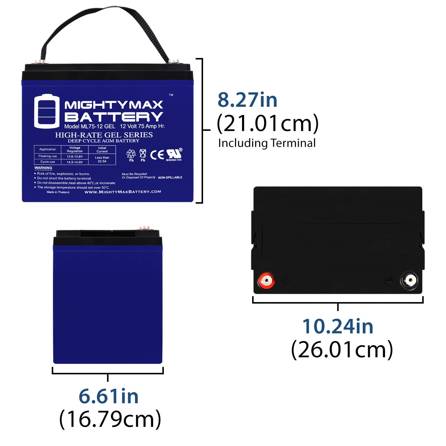 Mighty Max Battery 12V 75AH Gel Battery Replacement for Permobil C300 Corpus Jr