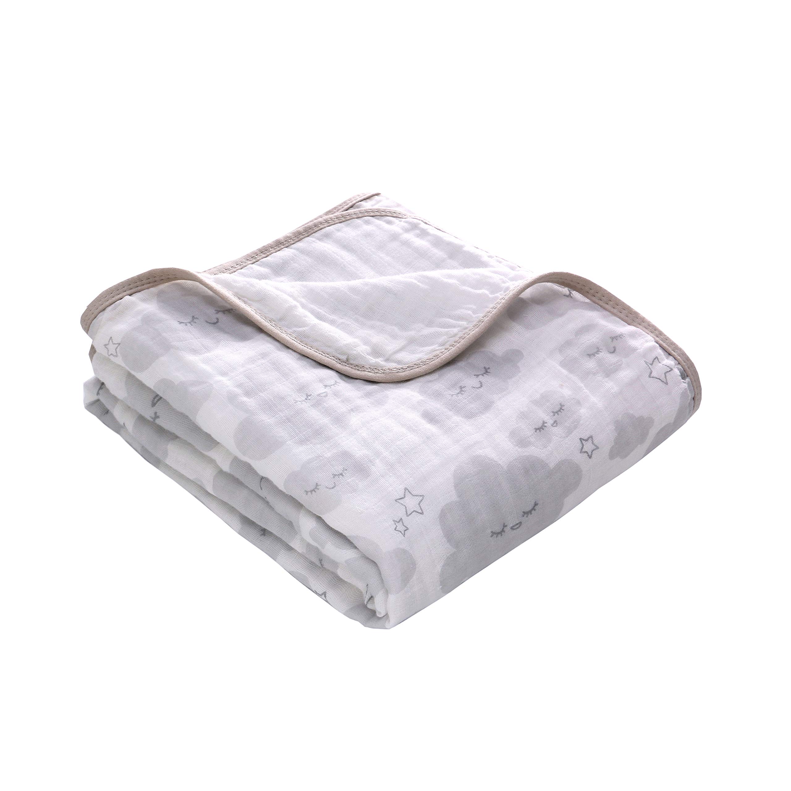 Miracle Baby Muslin Swaddle Blankets Large Cotton Receiving Blanket Nursing Cover 55''x 39''(2 Layers,Cloud)