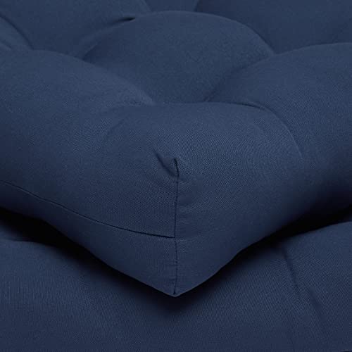 Amazon Basics Tufted Outdoor Patio Square Seat Cushion 19 x 19 x 5 Inches, Insignia Blue - Pack of 2