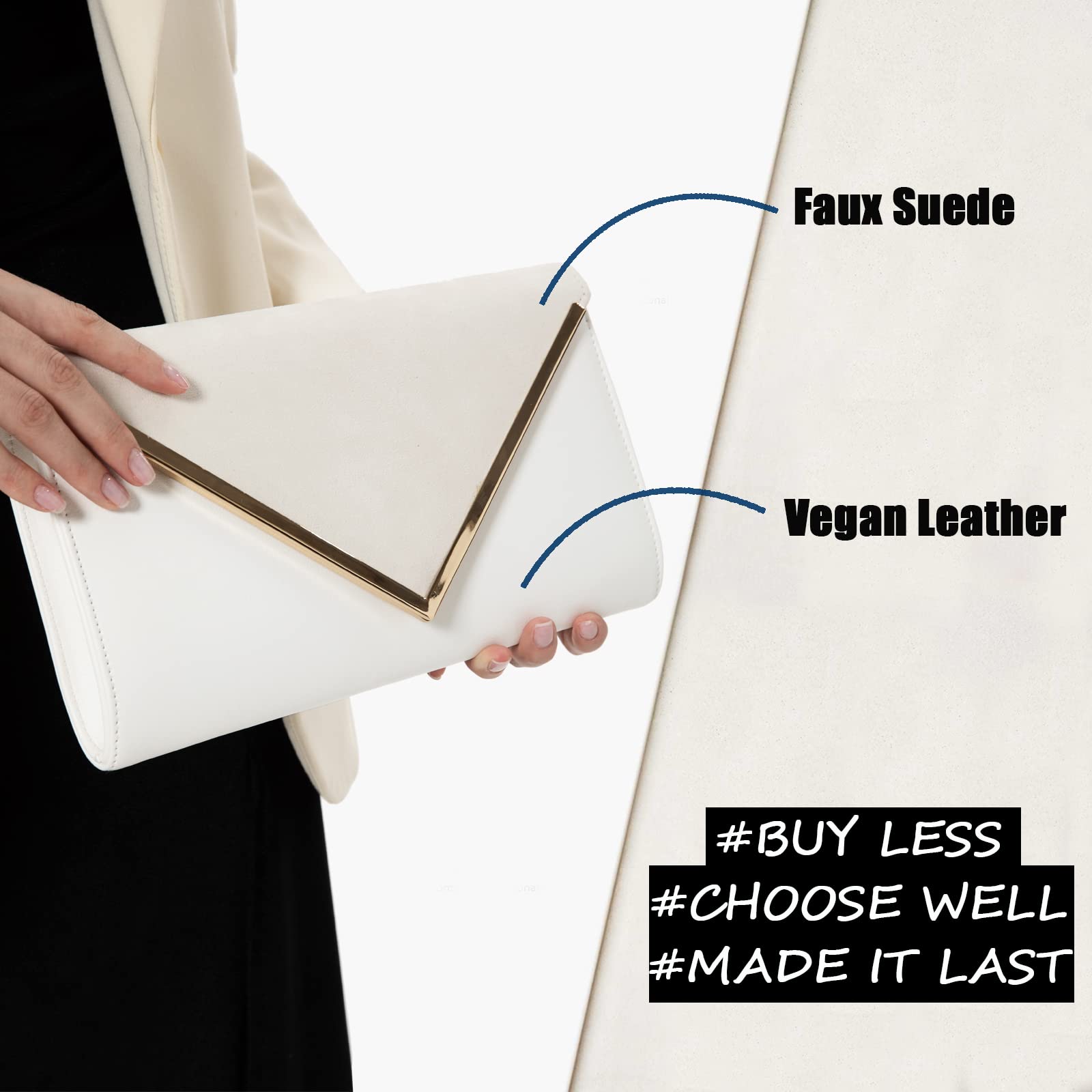 AHIBGRN Evening Bag Vegan Leather, Clutch Purses for Women Wedding, Classy Women's Evening Handbags, Shoulder Bag, Envelope Clutch White