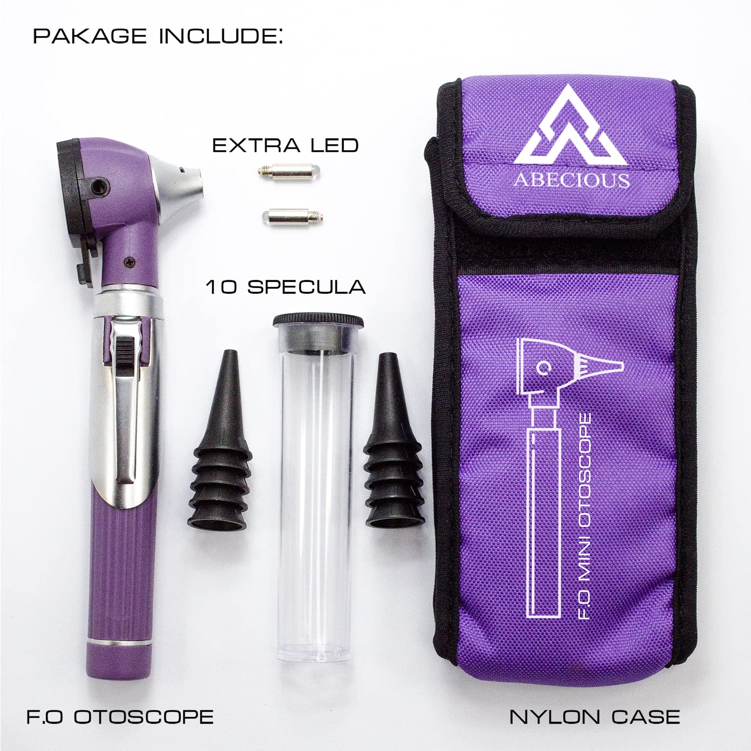 ABECIOUS Mini Otoscope Ear Infection Diagnostic Device Ear Scope with Light Pocket Size Tool 10x Canula Multi Colors