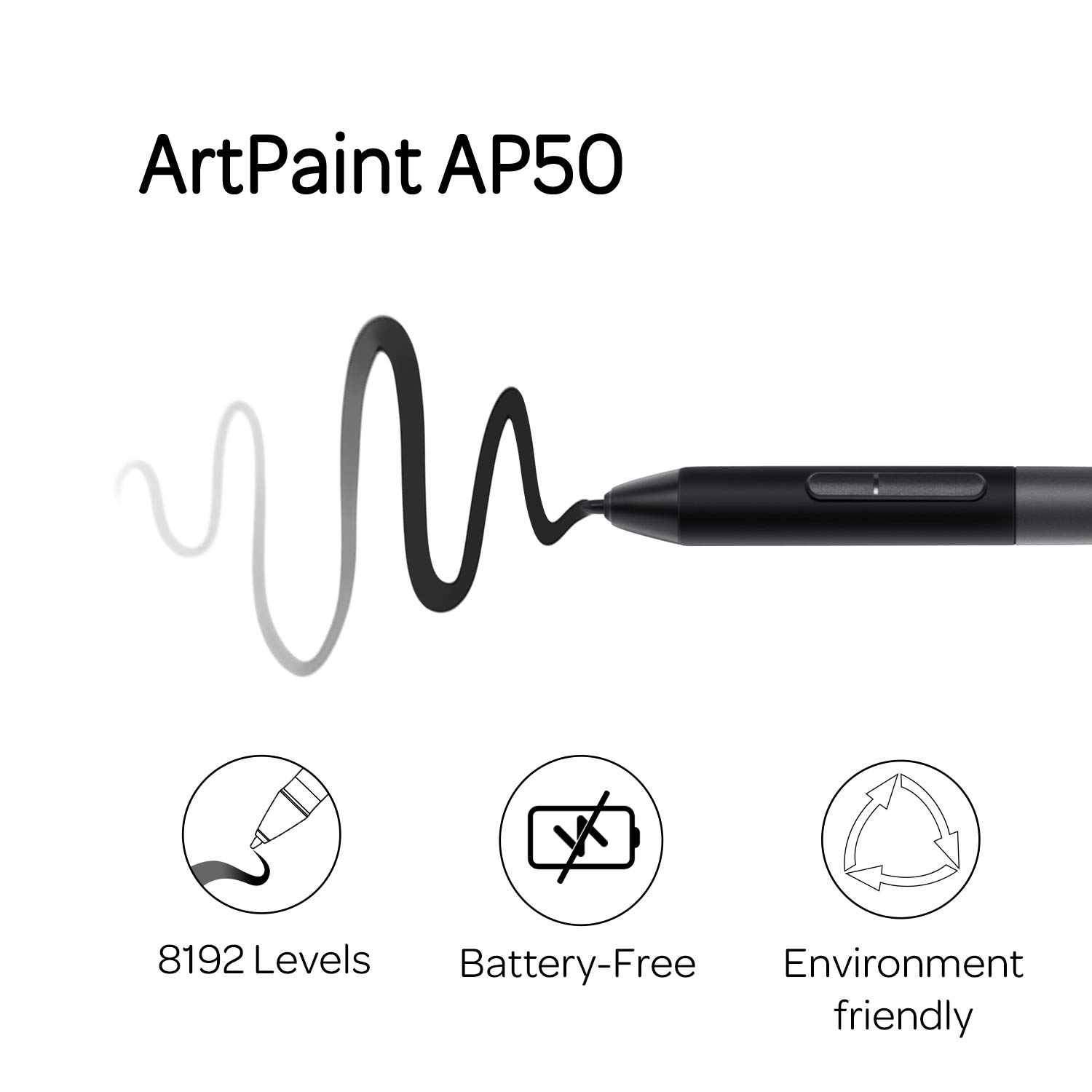 GAOMON ArtPaint AP50 Battery-Free Stylus with 8192 Levels Pen Pressure Only for PD1161/PD1561 /PD156 Pro Pen Display