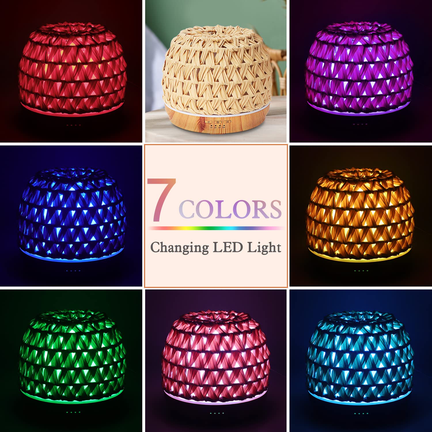 500ml Essential Oil Diffuser, Woven Rattan Diffusers for Essential Oils, Aromatherapy Diffuser for Large Room, Gift for Women