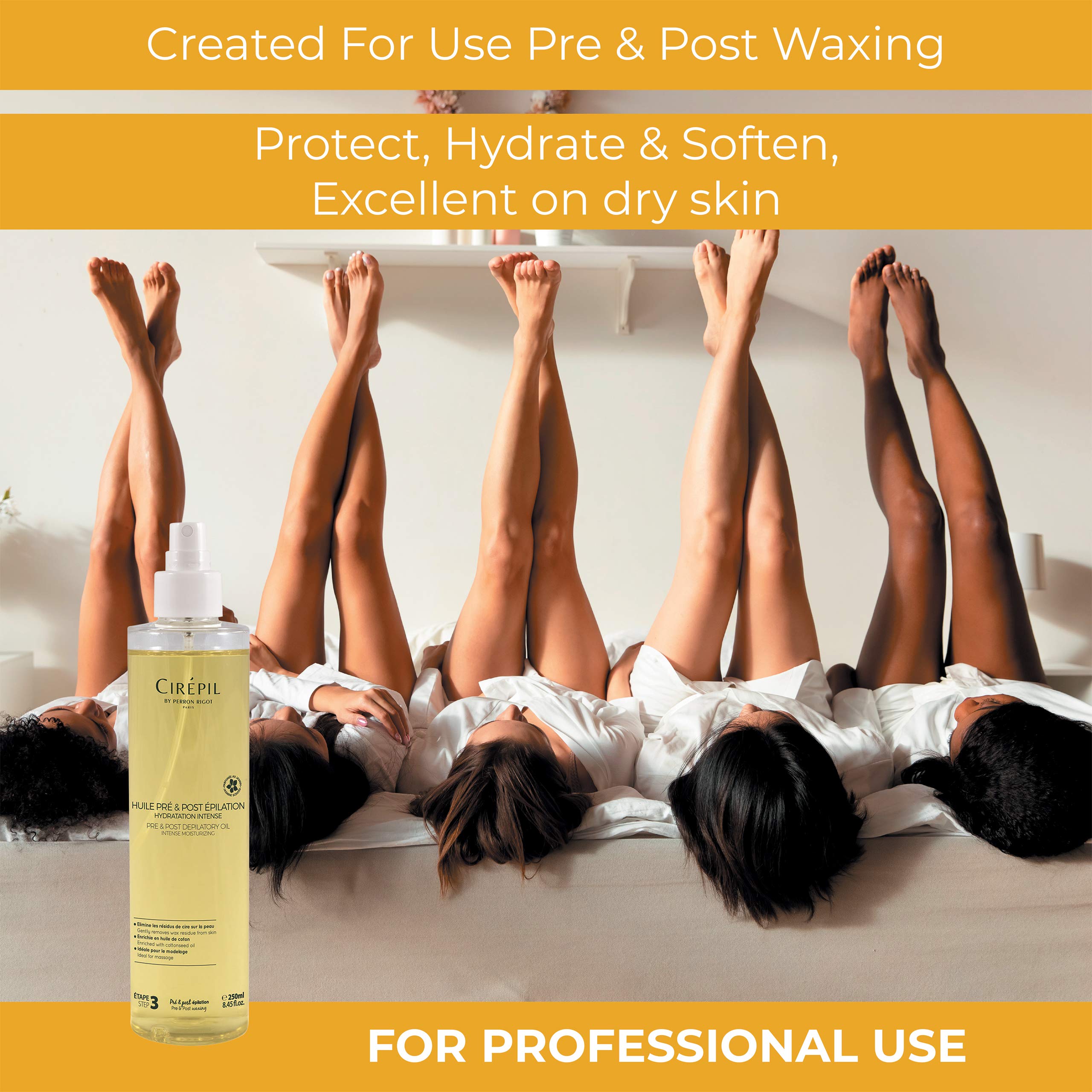 Cirepil - Pre & Post - Depilatory Oil - 250ml / 8.45 fl oz - Protects the Skin Before Waxing & Removes Wax Residue - Pre-Waxing & Post-Waxing