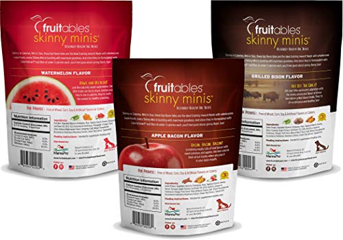 Fruitables Soft and Chewy Skinny Minis Grain Free Dog Training Treats Variety 6 Pack - 1 of Each Flavor