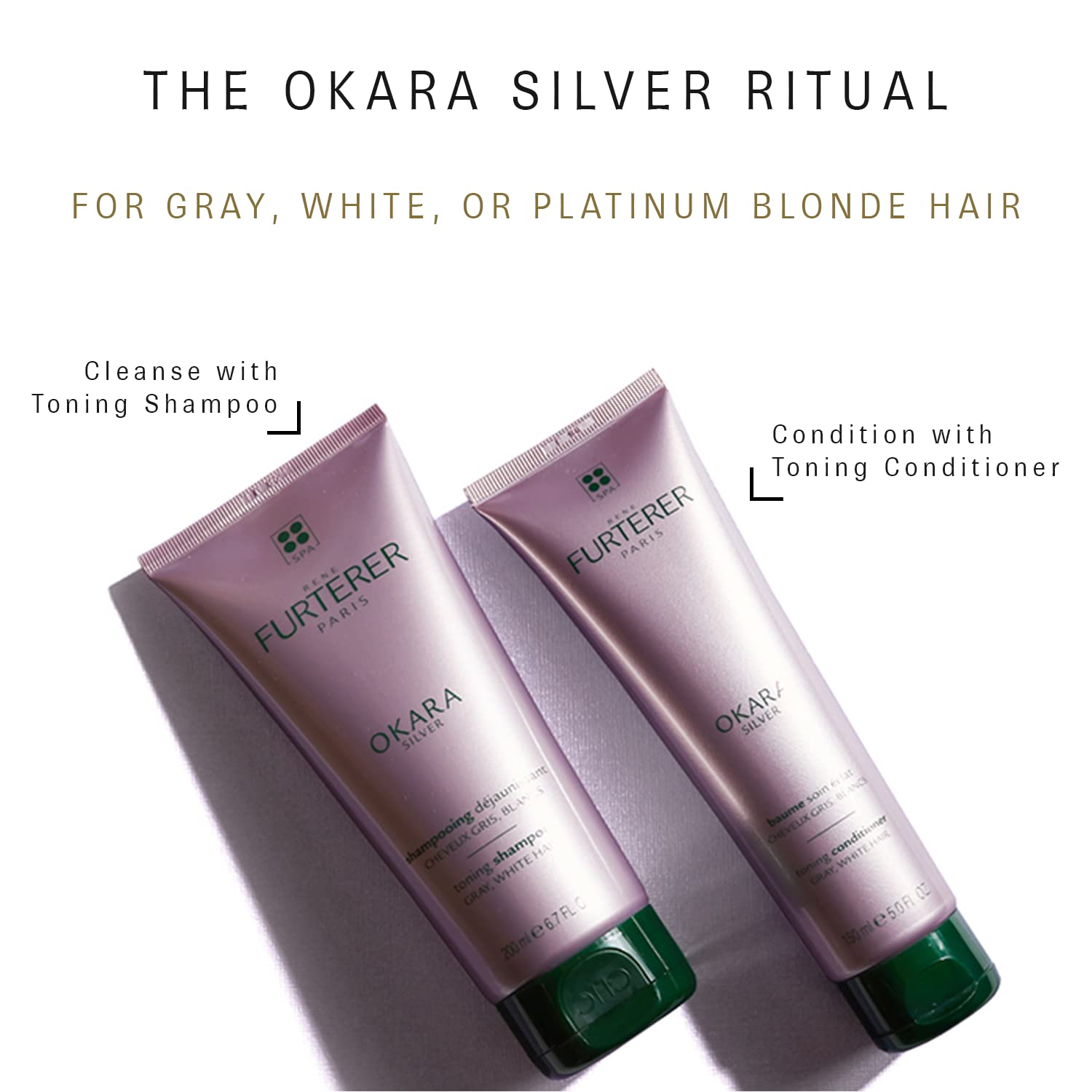 Rene Furterer OKARA SILVER Toning Conditioner, Purple Conditioner for Blonde, White, Grey, Silver, Pastel Hair, 5 fl oz