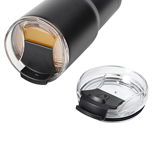 dscvr 2 Pcs Tumbler Replacement Lid Spill Proof, Shatter Resistant, Perfect Fit Lids Compatible with YETI Rambler, Ozark Trails,Fits Inside Diameter of 3.2 inch Tumbler (20 oz., Black)