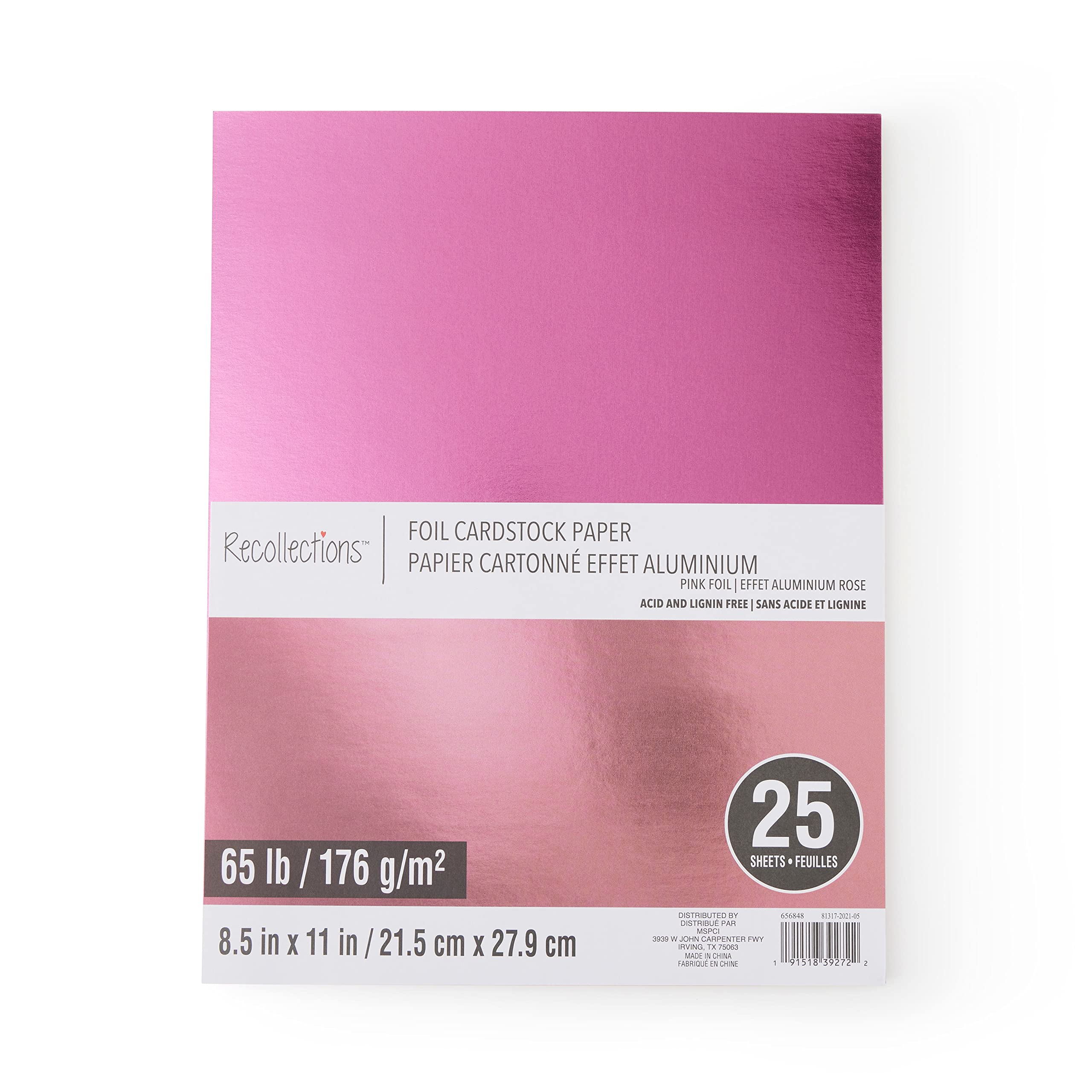 8.5”; x 11”; Foil Cardstock Paper by Recollections™, 25 Sheets