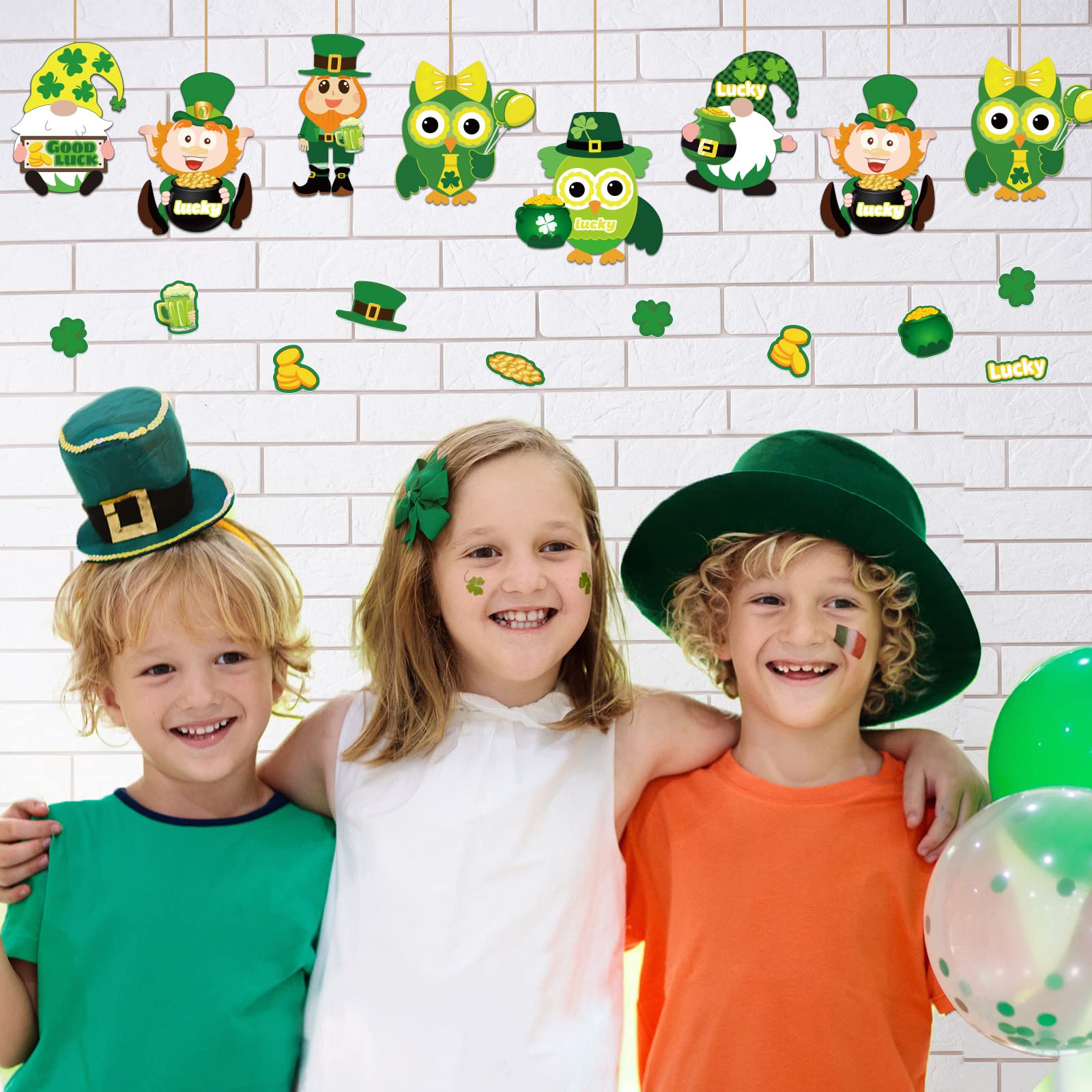 chiazllta 30 PCS St. Patricks Day Craft Kits for Kids DIY Leprechauns Shamrock Owl Gnome Sticker Craft Ornament St. Patricks Art Craft for Party Home Class School Game Activities