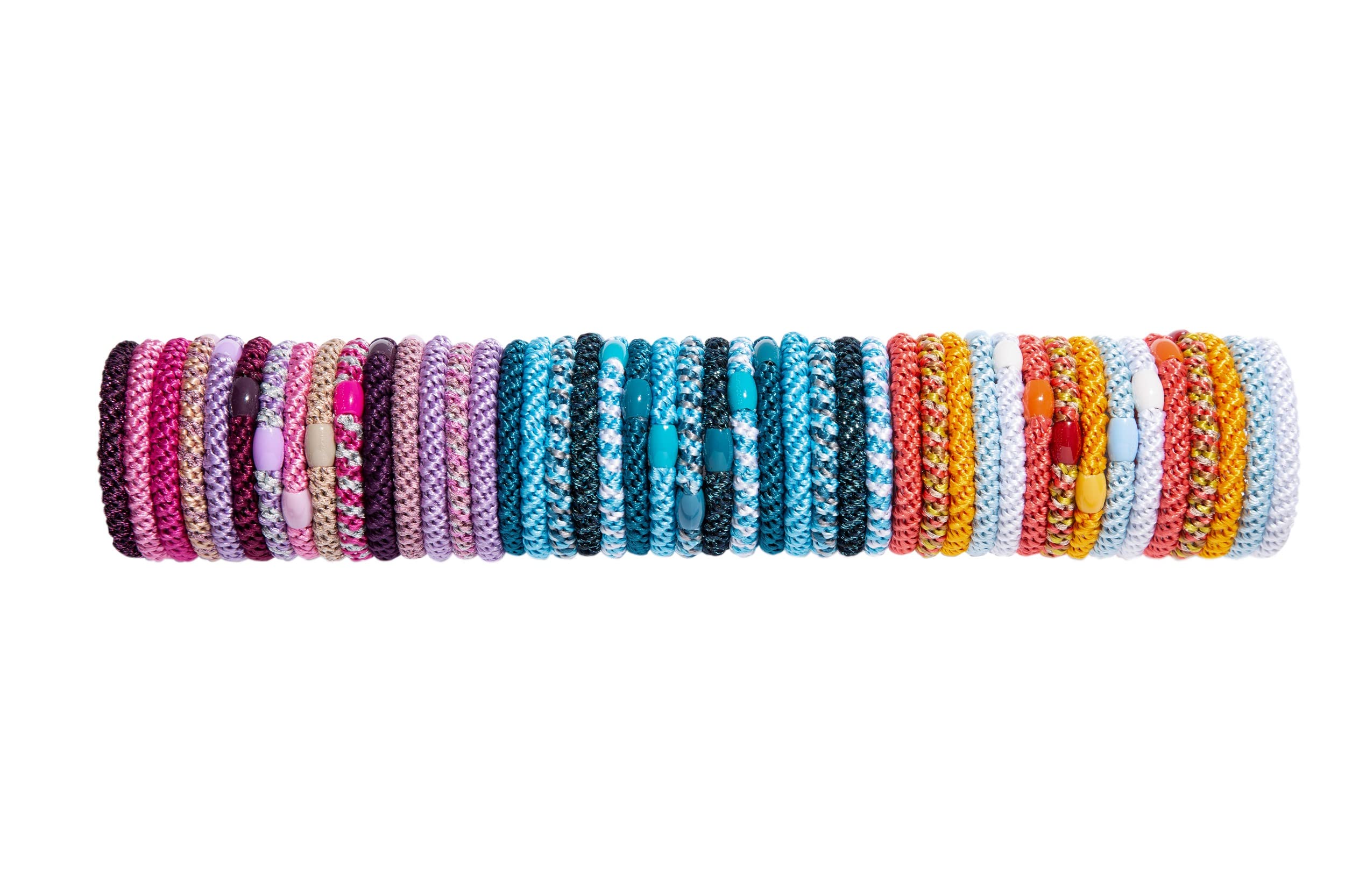 L. Erickson Grab & Go Pony - Cotton Candy - 8 Pack Ponytail Holder Hair Ties - Pink and White Mix
