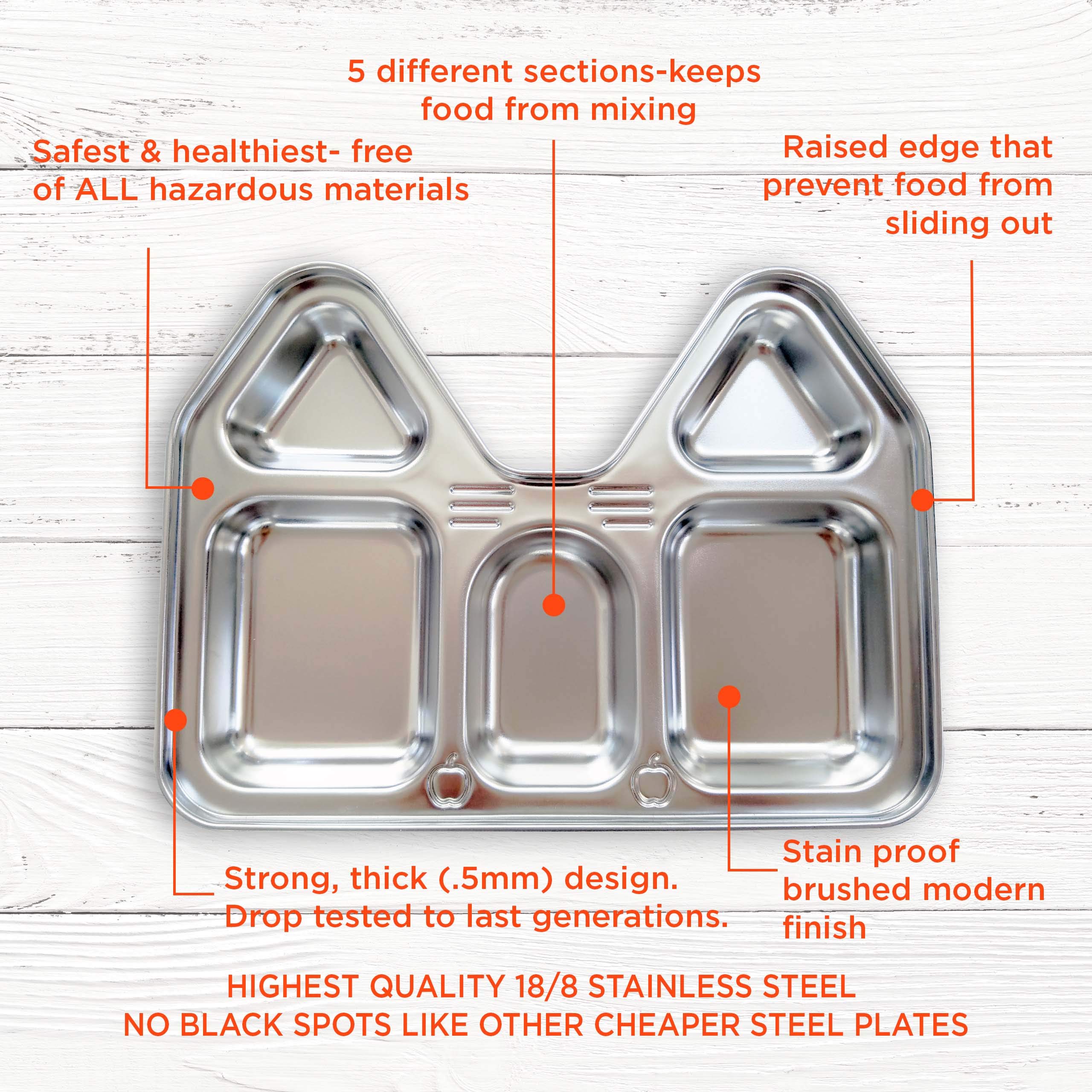 Kids Stainless Steel Section Plates