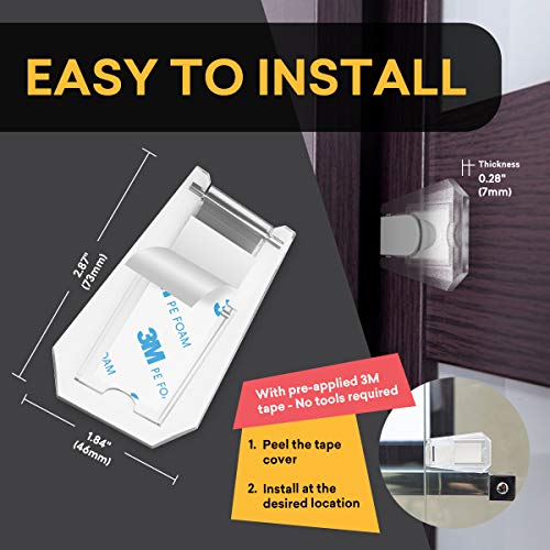 Sliding Door Child Lock - Baby Proof Closets, Glass Door, Windows, 2 Pack, Clear