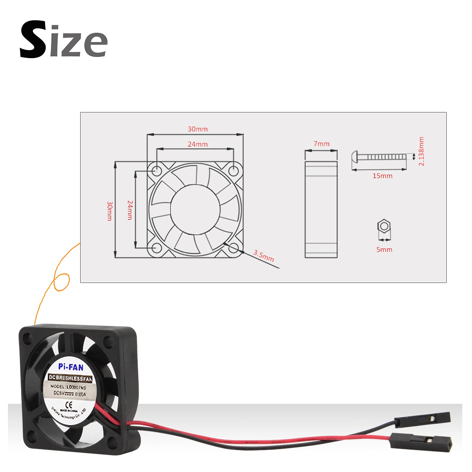 Raspberry Pi 4 Fan, iUniker Raspberry Pi Cooling Fan 30x30x7mm Brushless CPU Cooling Fan for Raspberry Pi 4 Model B, 3 B+, Pi 3, Pi 2, Pi 1 B+, RetroFlag NESPI Case(2-Pack)