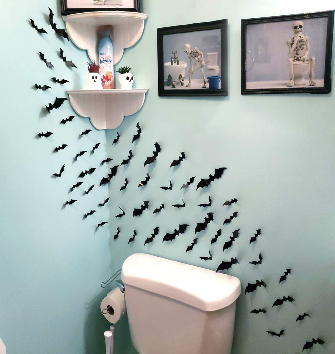 Halloween Bats Wall Decals 56pcs Bat Wall Stickers Halloween 3D Bats for Wall Decoration 4 Size