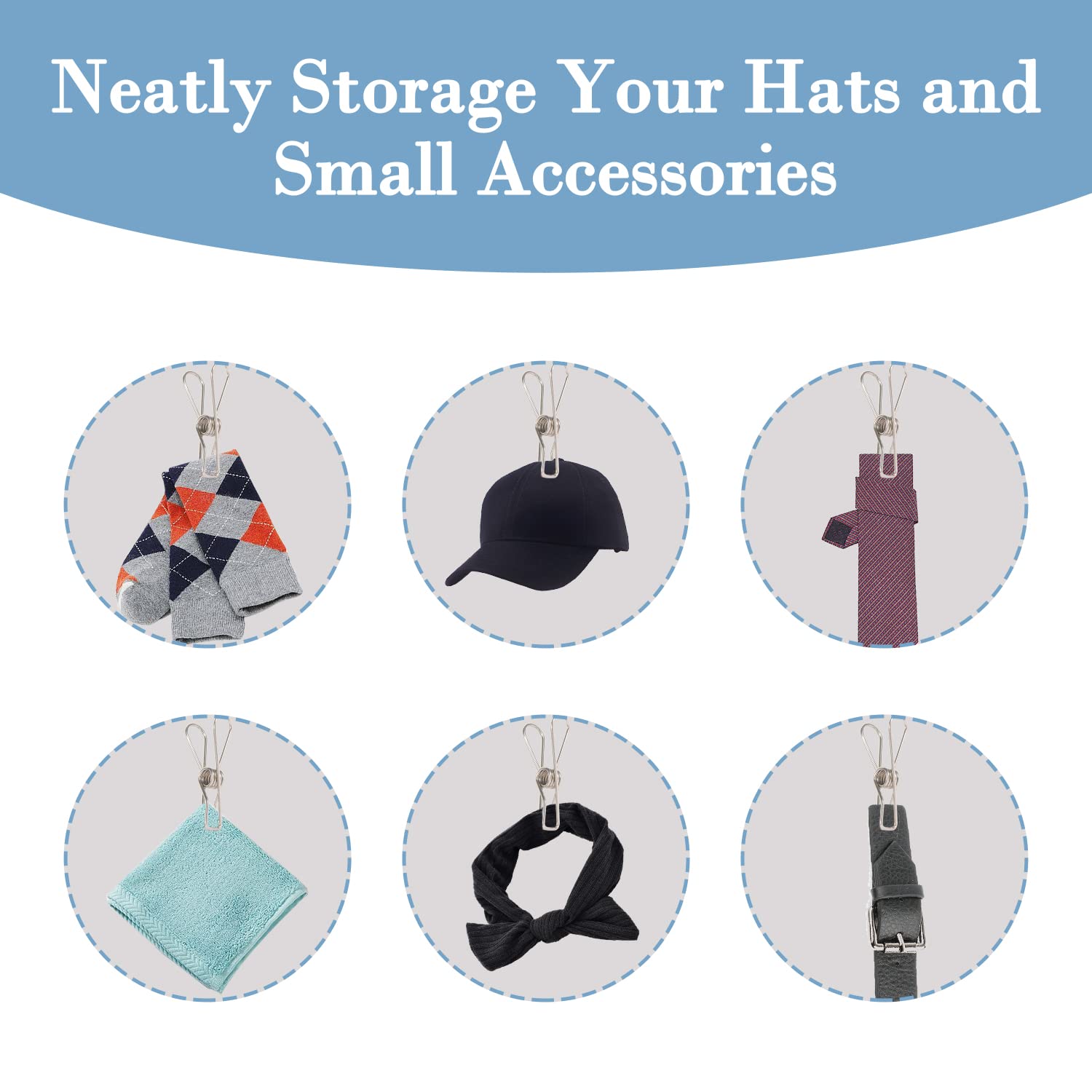 Miracsnail Hat Rack for Baseball Caps Organizer Hat Holder for Closet Hook, Wall and Door 24 Large Clips Cap Storage for Hanging Ball Caps Winter Beanie & Accessories 1 Pack