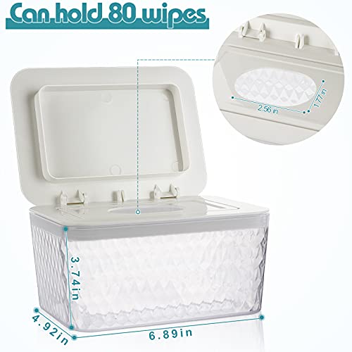 Jitnetiy Wipes Holders, Large Capacity Wipes Dispenser Box Wipes Case Dustproof Wipes Box with Lid Keep Diaper Wipes Fresh (White)