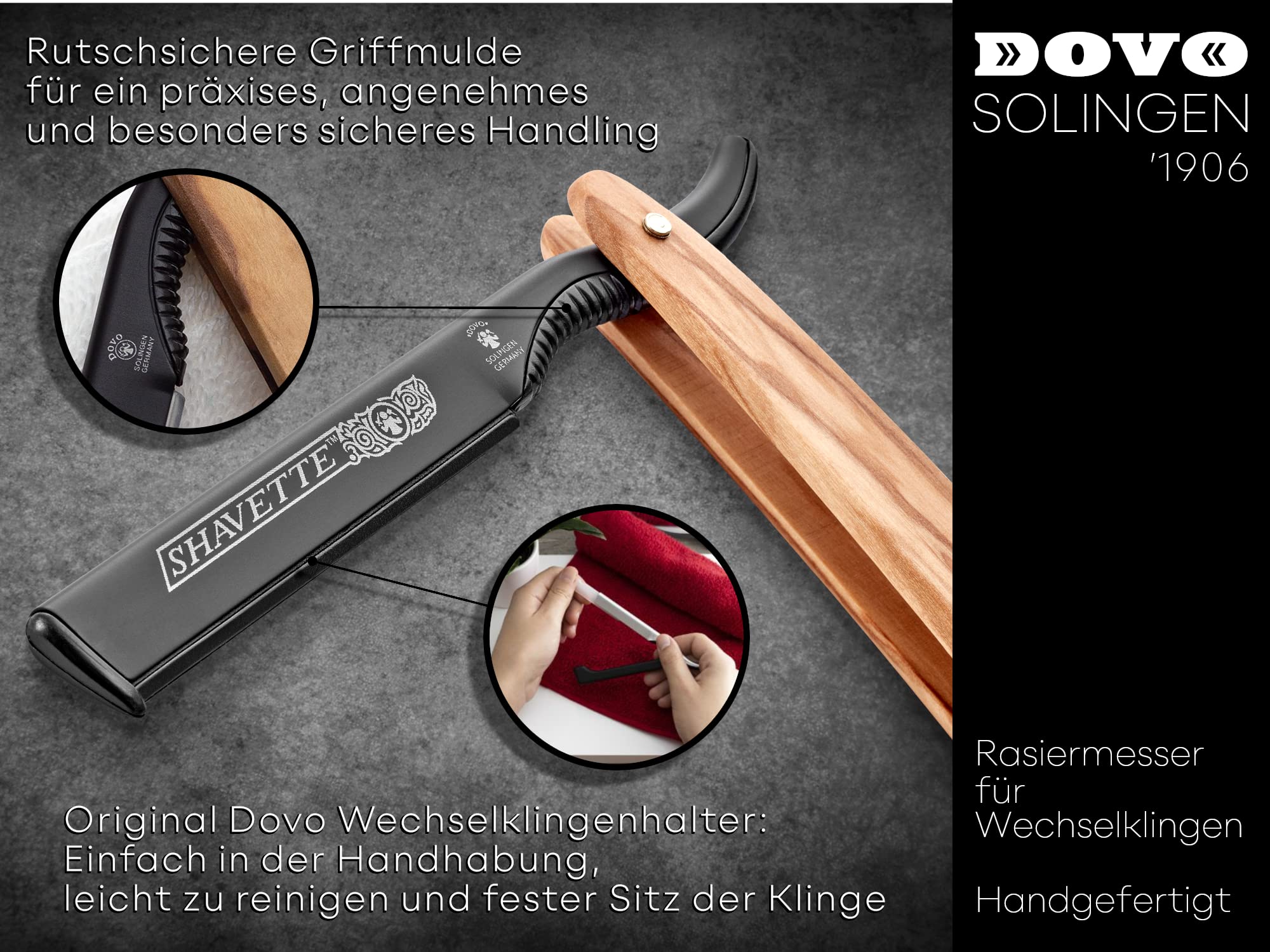 DOVO Shavette with Olivewood Handle
