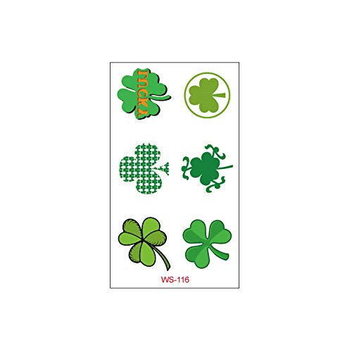 St. Patrick's Day Tattoos 120 pcs Temporary Shamrock Tattoos 20 Set for St. Paddy's day Irish Tattoo Sticker Clover Tattoos Parade Party Favors Decorations