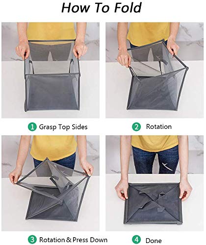 Mesh Popup Laundry Hamper with Handles, Portable & Durable Collapsible Dirty Clothes Mesh Basket Foldable for Washing Storage, Kids Room,College Dorm or Travel (Double -Layer, Black)
