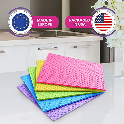 PINK RHINO LABS Swedish Dishcloths for Kitchen β Absorbent Kitchen Towels and Dishcloths Sets - Reusable Paper Towels - Dish Cloths for Washing Dishes and Cleaning Kitchen β Cellulose Sponge Cloths