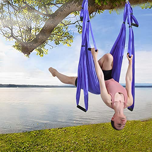 Aerial Yoga Swing Set Yoga Hammock Trapeze Sling Inversion Tool for indoor Home Fitness(Purple)