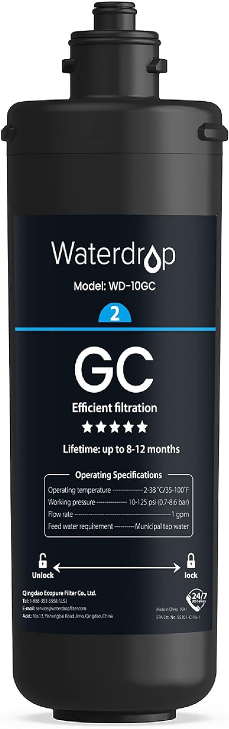 Waterdrop WD-10GC Under Sink Water Filter, Replacement for Waterdrop TSA & TSB & TSB CM 3-stage Under Sink Water Filter System