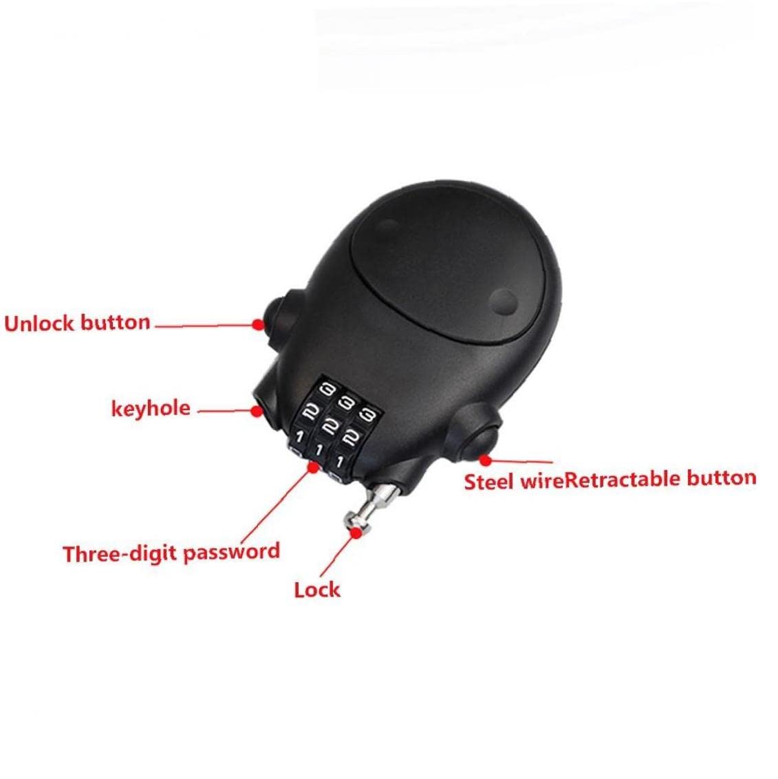 80cm Retractable Cable Bike Lock Anti-Theft Luggage Locks Mini Lock 3 Digit Combination Number Padlock for Suitcases Bicycle