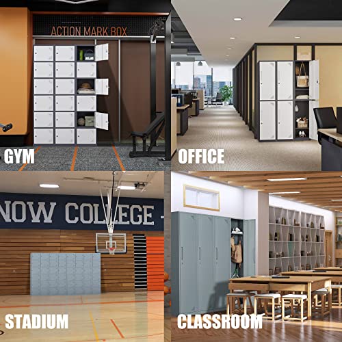 Metal Lockers for Employees - 71" Storage Locker Cabinet Large Employee Lockers with 6 Doors - 6 Tier Steel Lockers for Kids Bedroom, Gym, School, Office, Garage (6 Doors, White Grey)