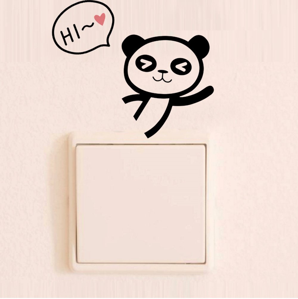Removable Switch Sticker, 4 Pcs Cute Cartoon Pandas Wall Sticker, Light Switch Decor Decals, Family DIY Decor Art Car Stickers Home Decor Wall Art for Kids Living Room Office Decoration