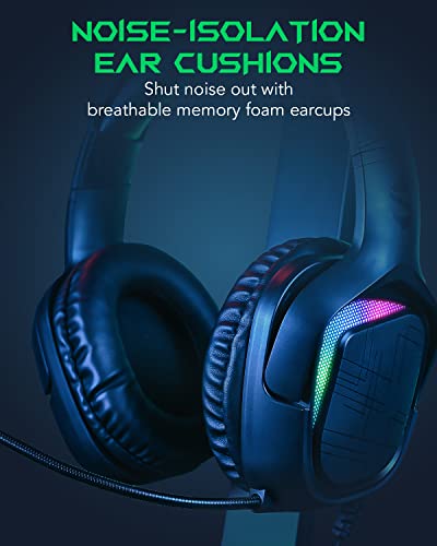 Black Shark Gaming Headset for PC, PS4, PS5, Xbox, Switch, All-in-1 Gaming Headphones with Ultra-Clear Bendable Mic, 50mm Dynamic Drivers, Noise Isolation Ear Cushions, in-line Controls - Goblin X1